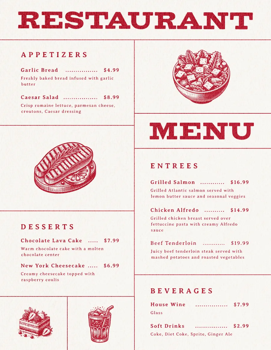 Design with diner menu templates made for graphic designers