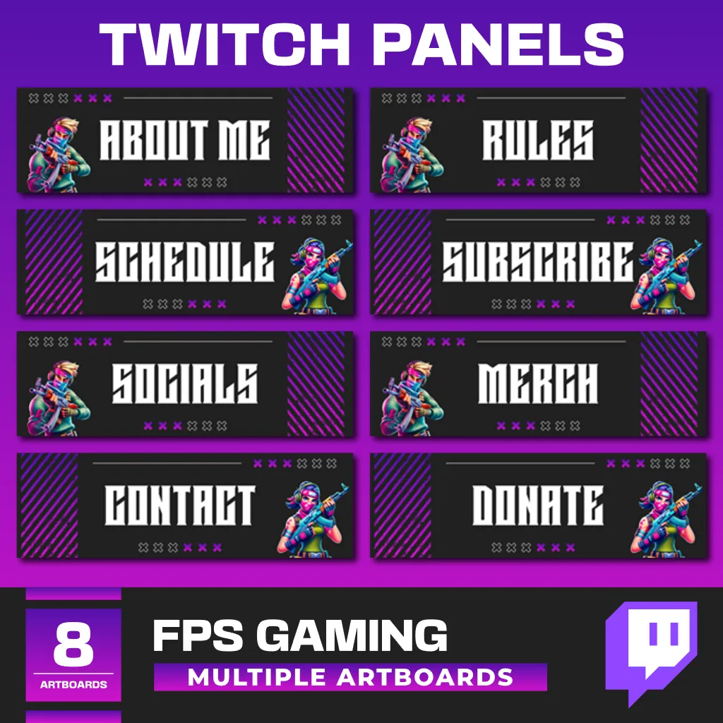 Free and Customizable Twitch Panel Templates - Kittl