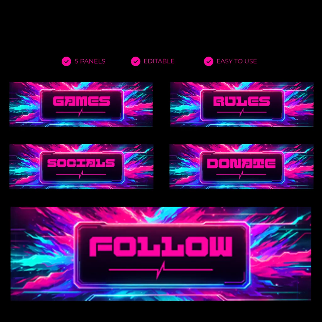 Free and Customizable Twitch Panel Templates - Kittl