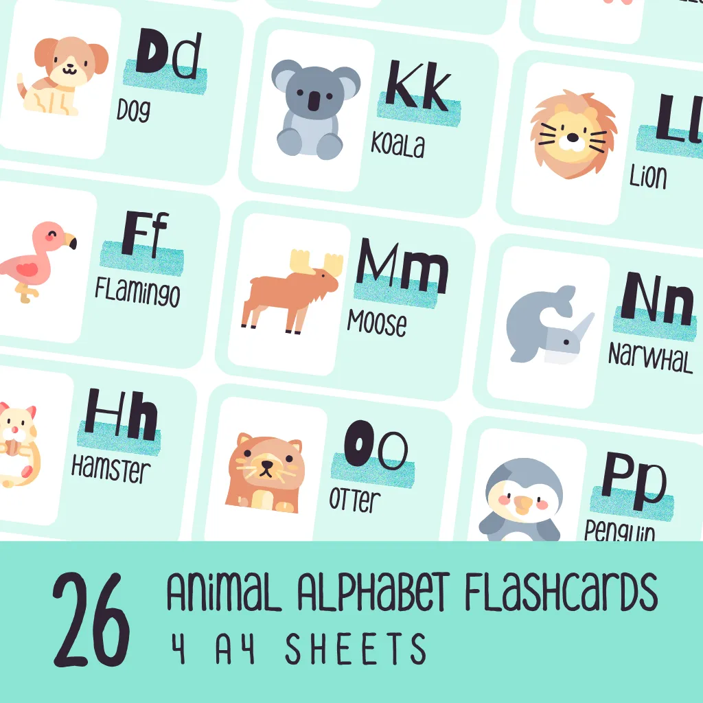 Design with animal flashcard templates made for graphic designers