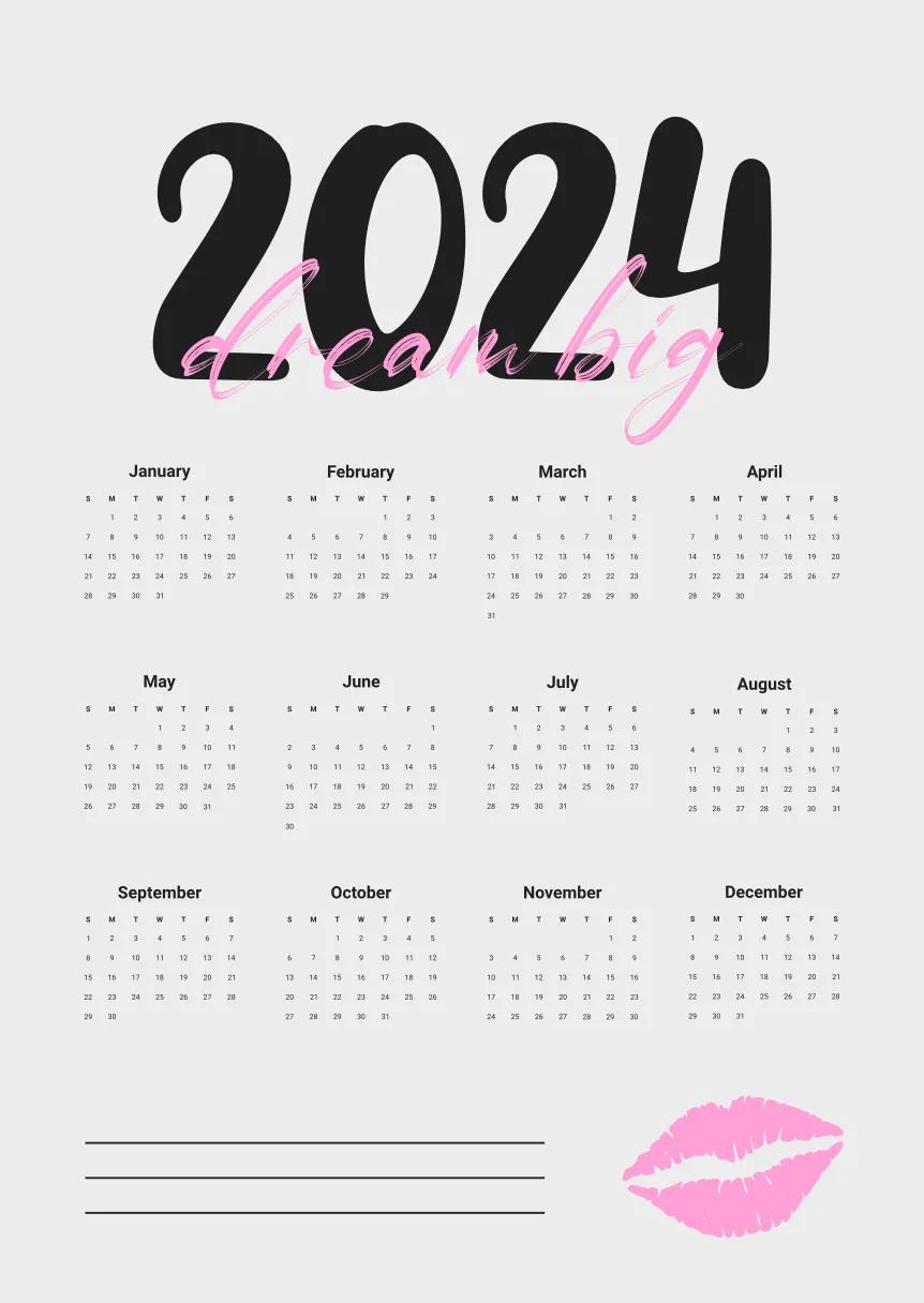 Free, Customizable, Printable Calendar Templates | Kittl